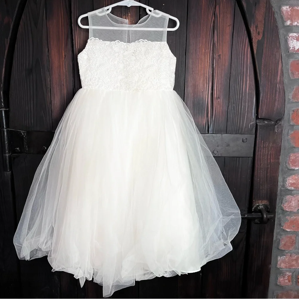 Tip Top Kids | Dresses | Tip Top Kids White Tulle Flower Girl Dress ...
